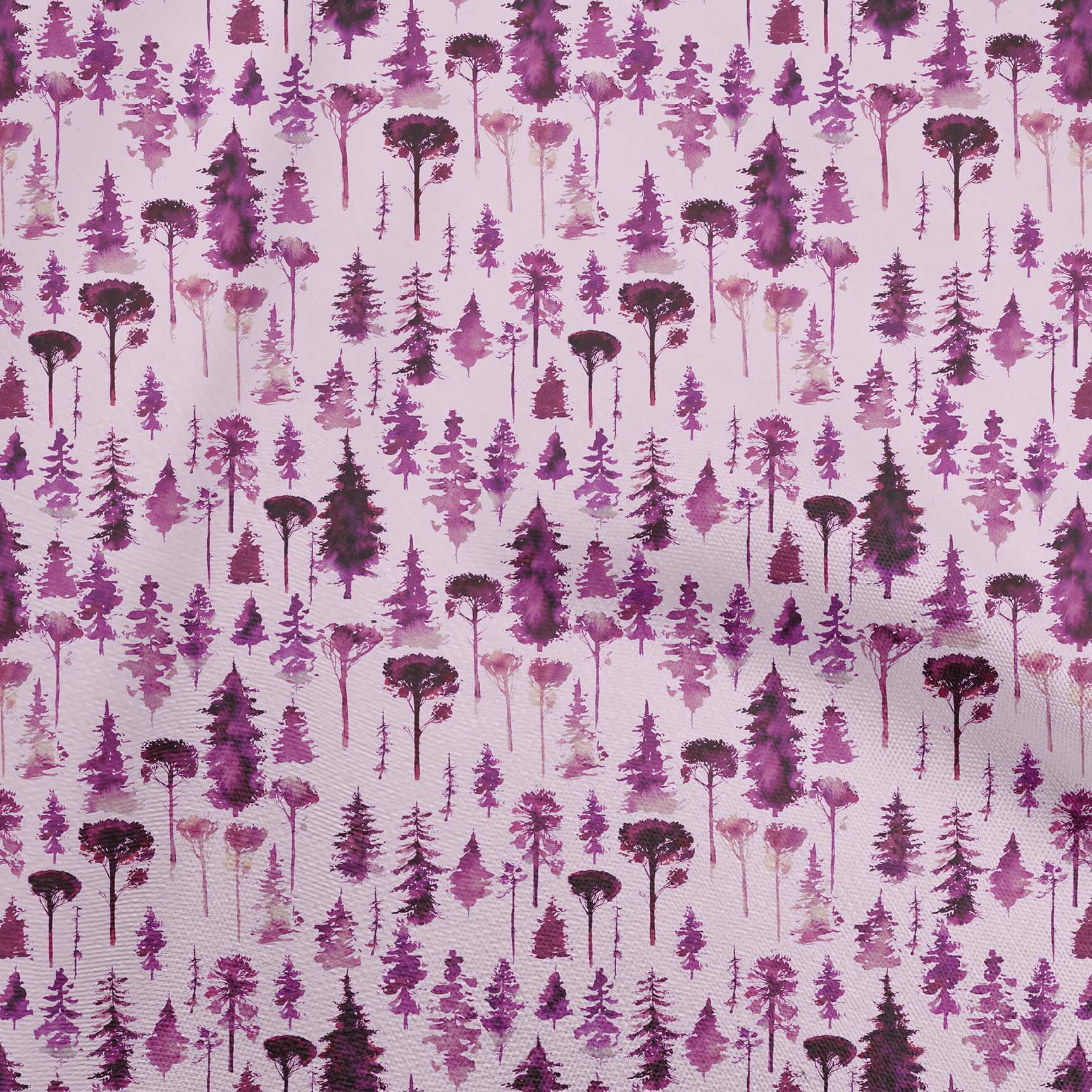 oneOone Velvet Dark Magenta Fabric Tree Fabric For Sewing Printed Craft ...