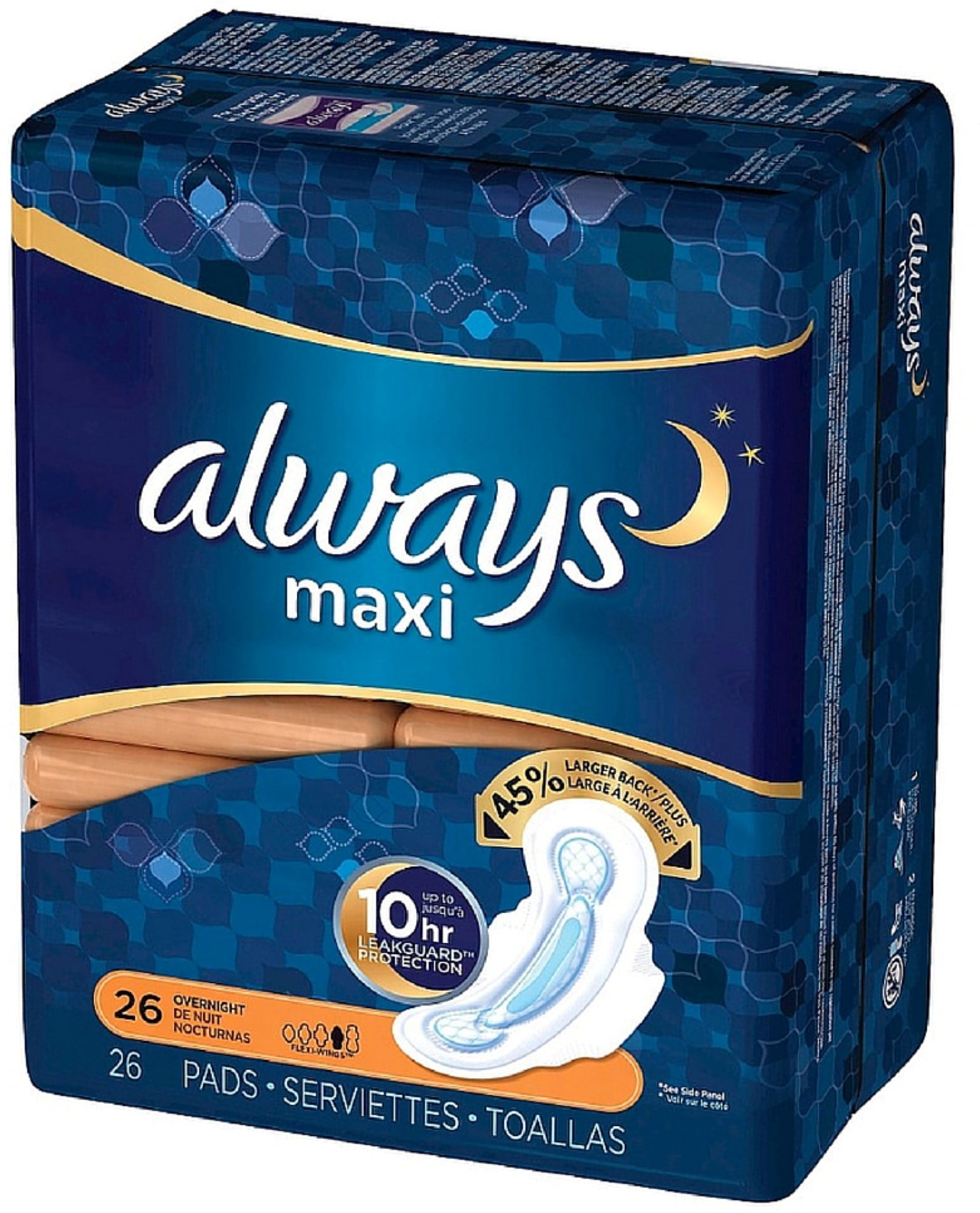 Always Maxi Overnight Pads with Flexi-Wings 26 ea (Pack of 6) - Walmart.com