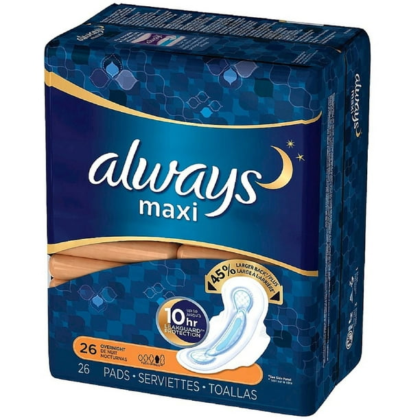 Always Maxi Overnight Pads with Flexi-Wings 26 ea (Pack of 6) - Walmart ...