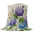 Purple Blue Hydrangea Fleece Throw Blanket Vintage Watercolor Blue ...