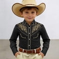 Boys Western Cowboy Shirt Long Sleeve, Embroidered Yoke Button Down Top ...