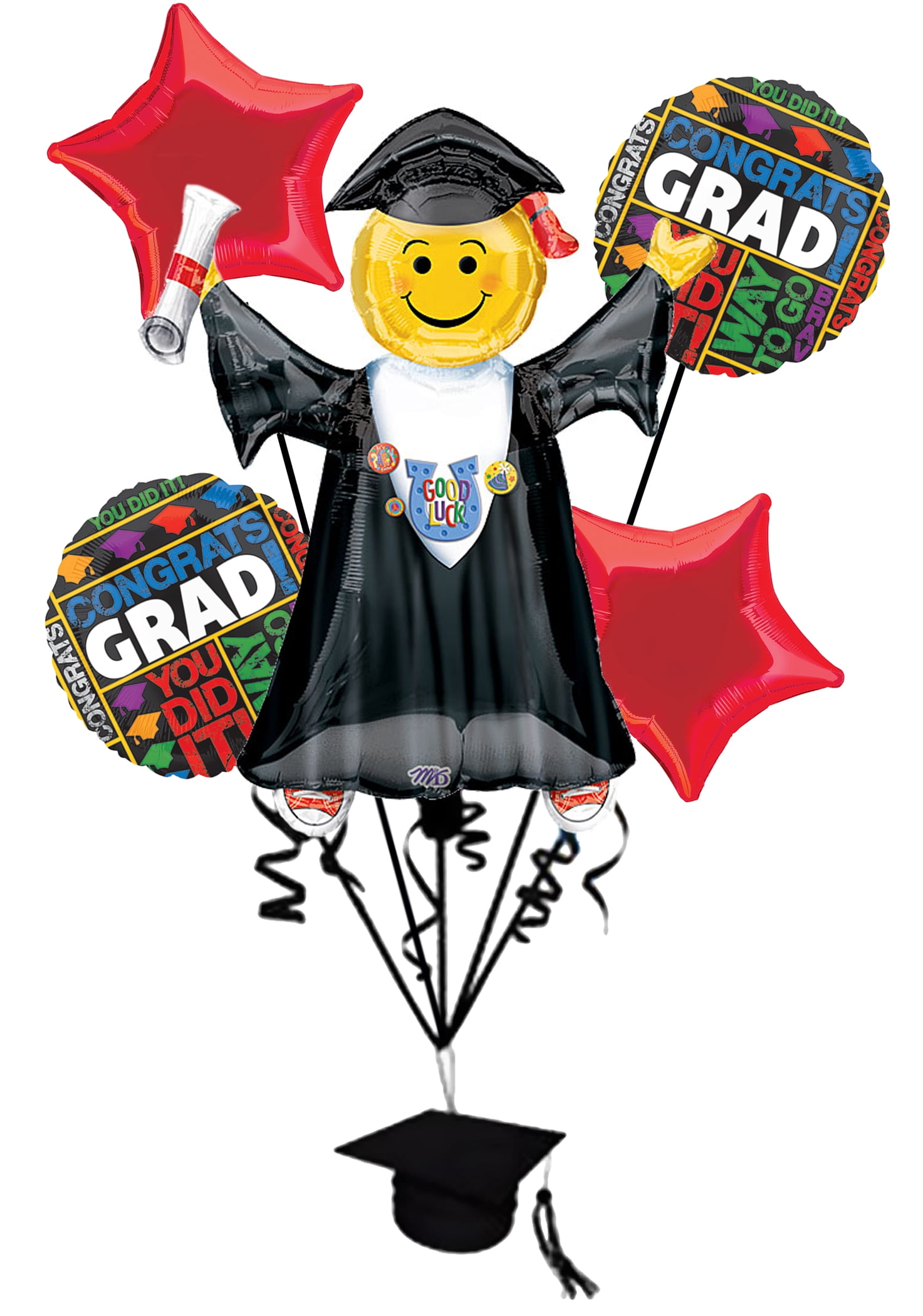 Anagram Congrats Bright Grad Graduation School Colors 7pc Balloon Pack ...
