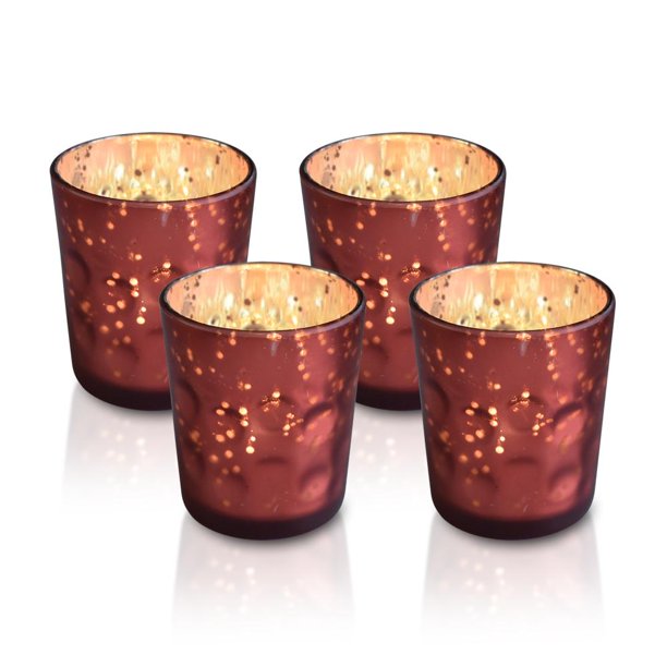 Luna Bazaar Mercury Glass Candle Holder 3 Inch Tess Design Rustic