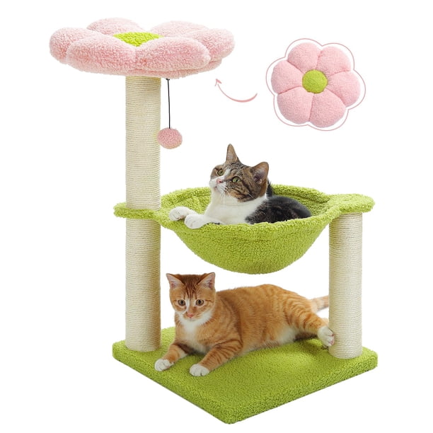 MUTTROS Flower Cat Tree, 28" Cat Tower with Cozy Flower Perch, Large ...
