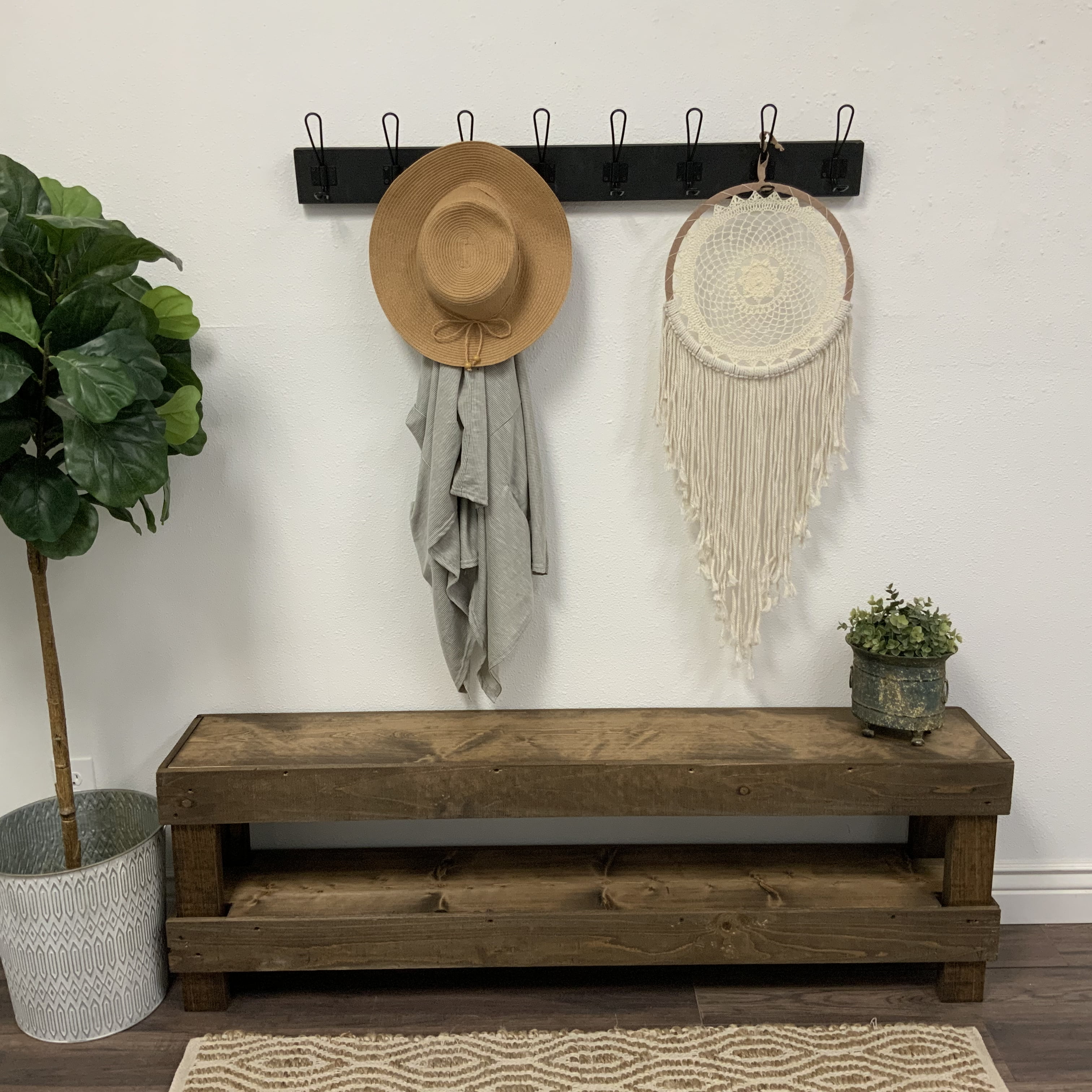 Waverly Wood Bench With Coat Rack Setup - Tradingbasis