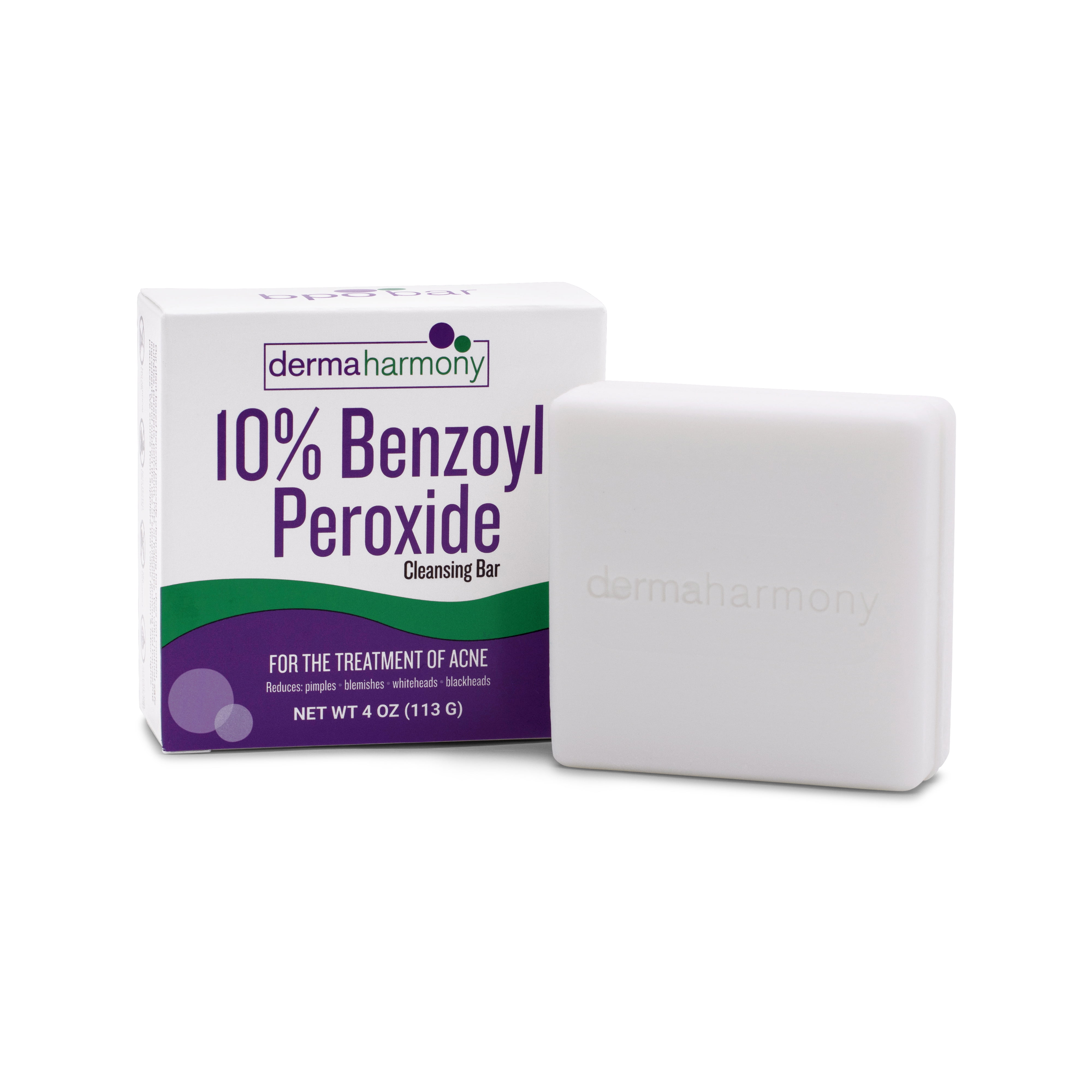 DermaHarmony 10% Benzoyl Peroxide Cleansing Bar (Non-Soap) - Unscented ...