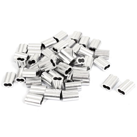 5mm Aluminum Double Hole Clamp Clip Sleeve 50 Pcs for Wire Rope ...