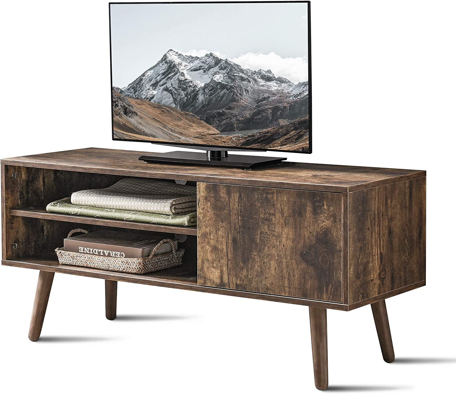 Cozy Castle TV Stand for 50 Inch TV, Modern TV Console with Shelf and ...