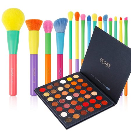 15 Pcs Colourful Makeup Brush Set + 42 Colors Pro Eeyshadow Palette ...