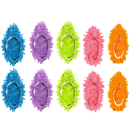 10 Pieces Microfiber Mop Slippers Shoes Cover Soft Washable Reusable ...