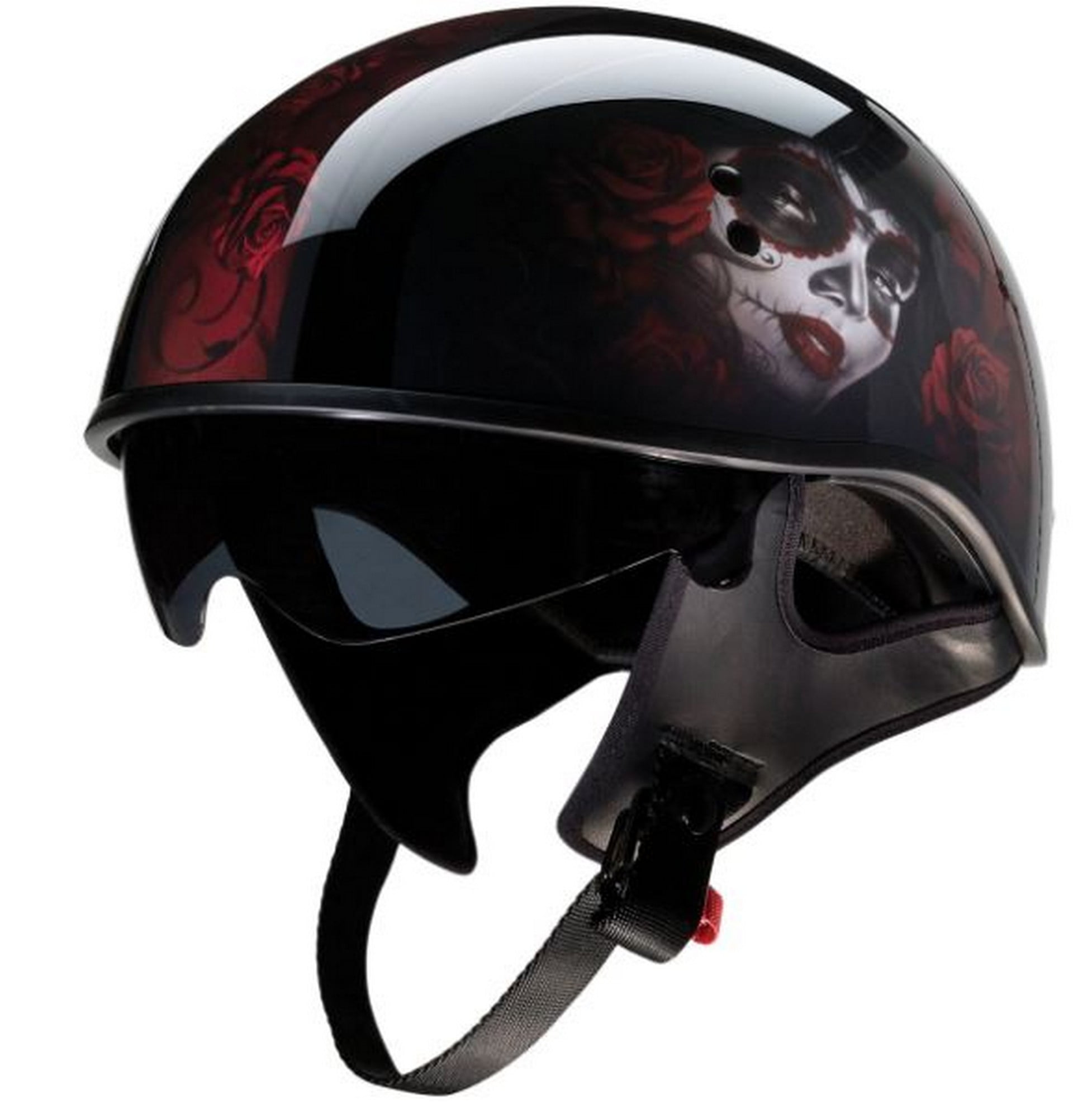 Z1R Vagrant Red Catrina Motorcycle Half Helmet Red/Black SM - Walmart.com