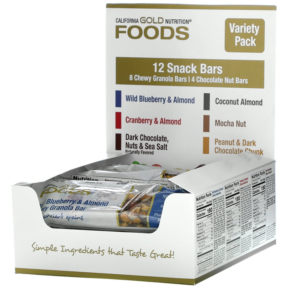 California Gold Nutrition Foods, Variety Pack Snack Bars, 12 Bars, 1.4 ...