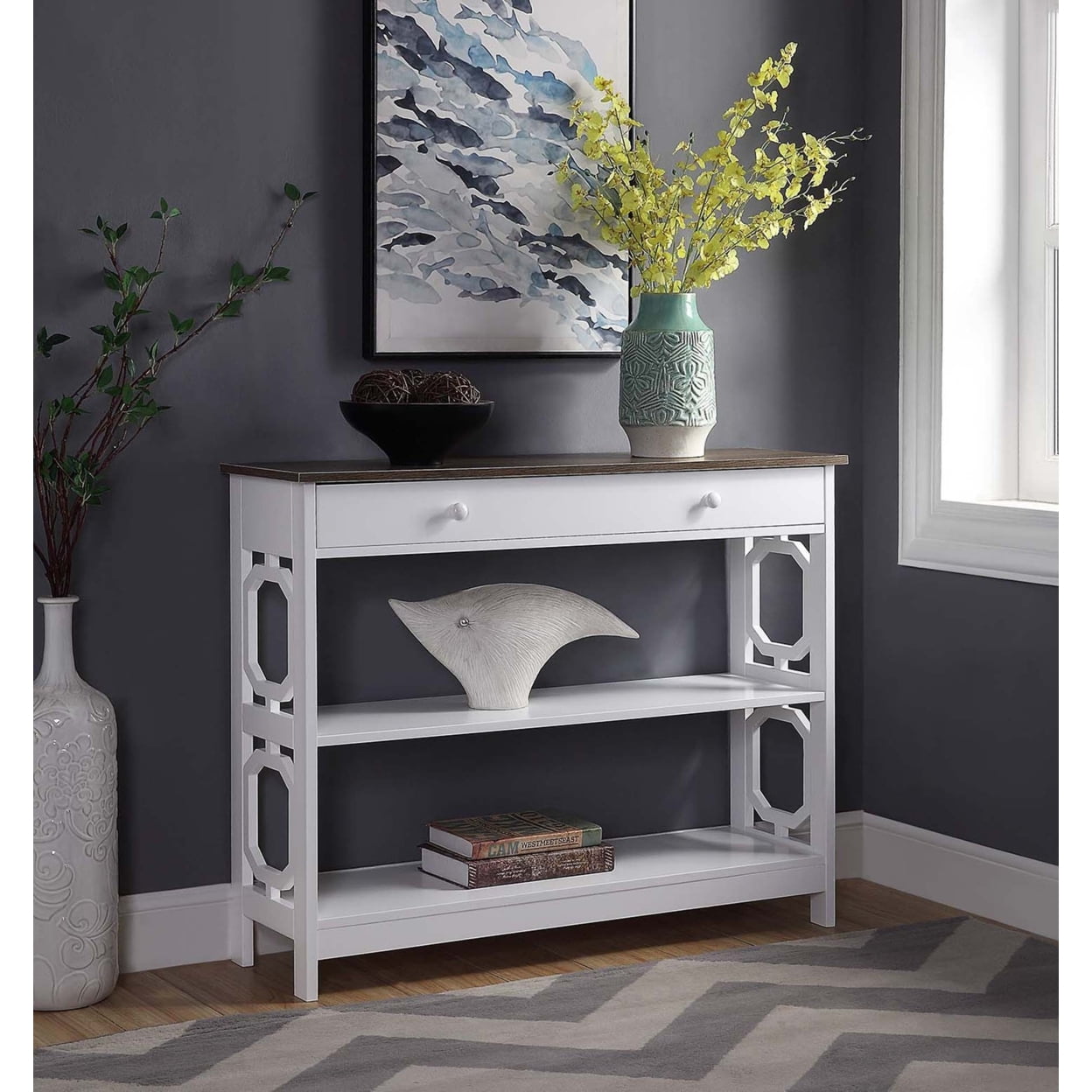 Omega 1 Drawer Console Table, White - Walmart.com