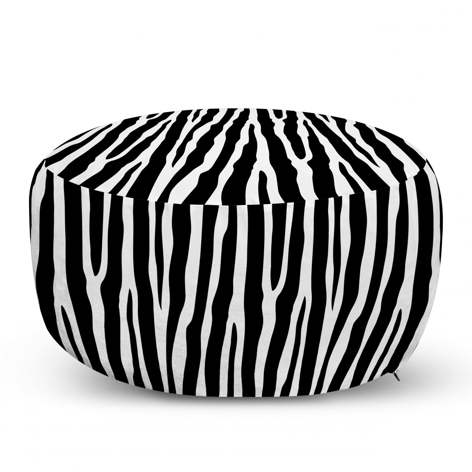 Zebra Print Pouf Cover with Zipper, Simplistic Exotic Savanna Animal ...