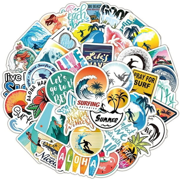 Surfing Stickers Surfboard Waterproof Stickers for Laptop Skateboard ...