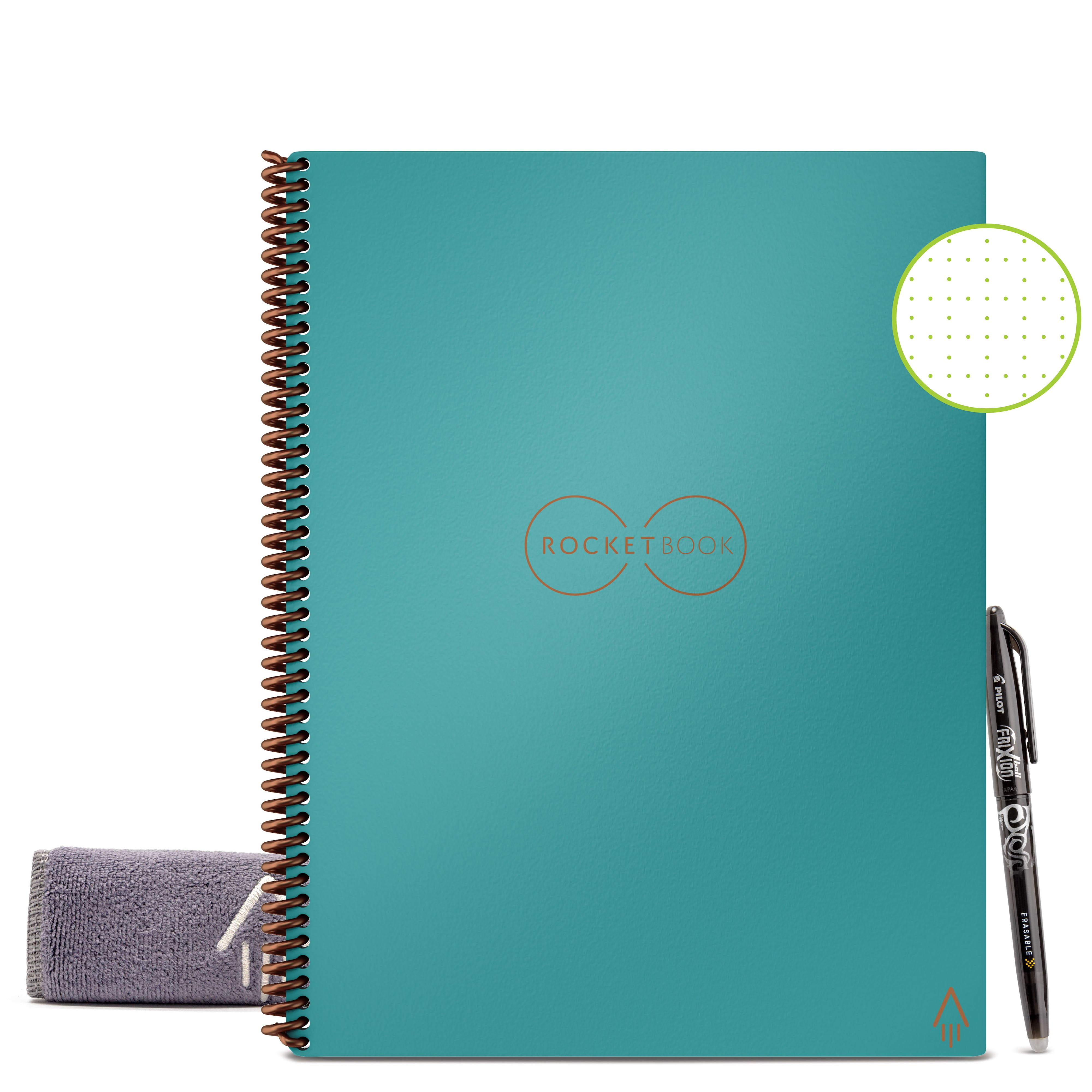 Rocketbook Core Smart Reusable Spiral Notebook, Teal, Letter Size Eco ...