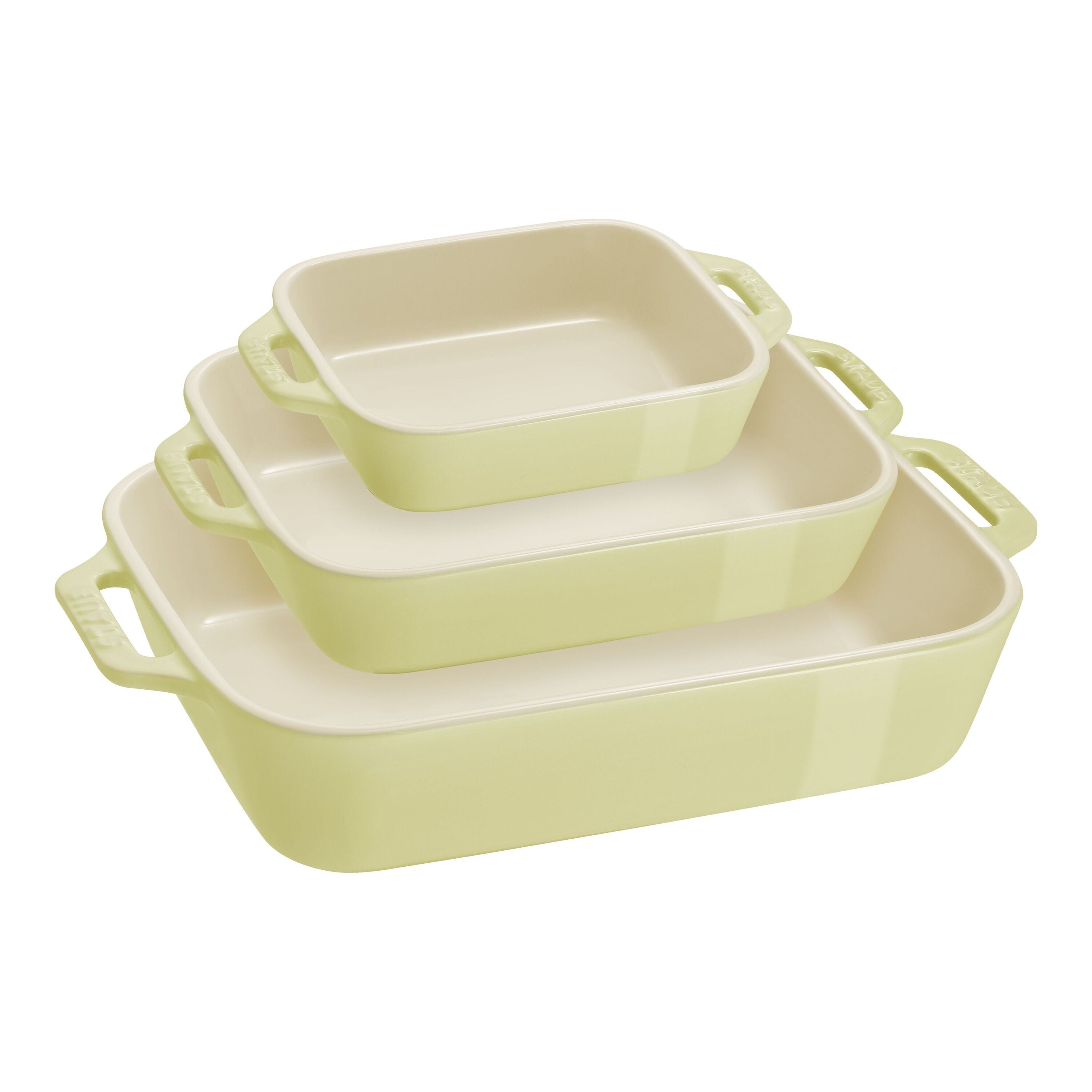 STAUB Ceramique Rectangular Baking Dish Set Macaron Light Green 3 Piece ...