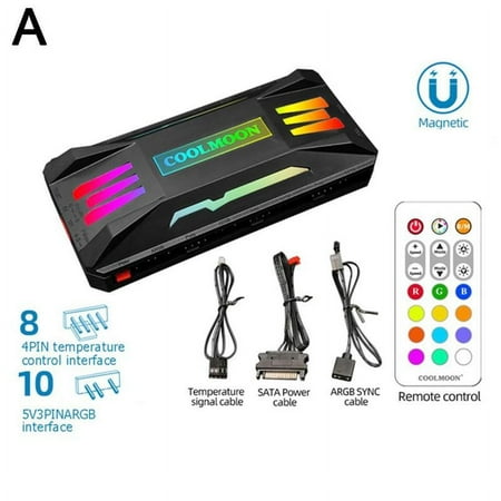 RGB Controller 4-Pin PWM 5V 3-Pin ARGB Fan Cooler PC Control* Remote ...