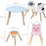 Kids Wooden Animal Table & Chair Set w 3 Seats (Cow Pig Sheep) & Adult ...