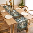 Blue Heron Cotton Linen Table Runner Retro Reeds Sunlight Birds Stained ...