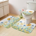 Blue Yellow Cosmos Bathroom Rugs Set Watercolor Flowers Non Slip ...
