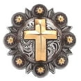 Set of 4 Conchos 1-1/2" Western Saddle Tack Gold Cross Engraved Conchos ...
