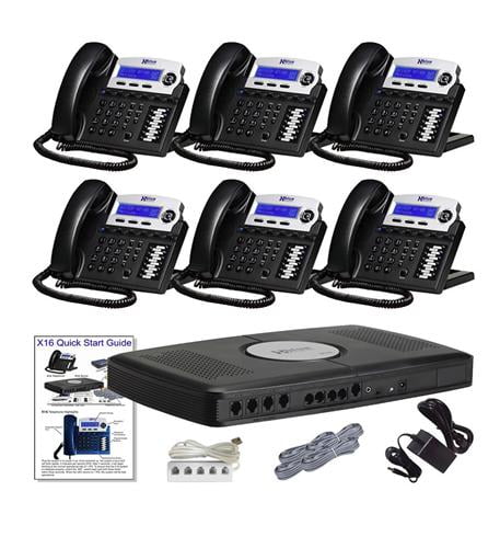 XBLUE X16 Office Phone System w/6 Phones - Auto Attendant, Voicemail ...