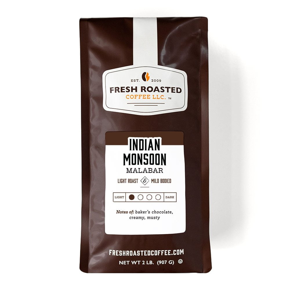 Fresh Roasted Coffee, Indian Monsoon Malabar Coffee, Whole Bean, 2 LB ...