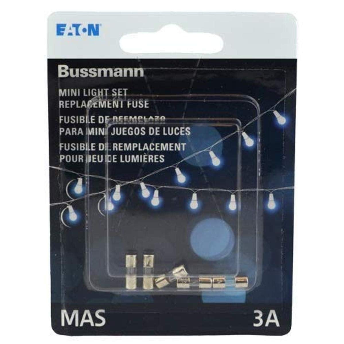 Cooper Bussmann BP/MAS-3A 3 Amp Glass Fast Acting Cartridge Fuse 125V Ul Listed in Buss Blue ...