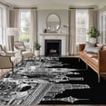 Abstract Washable Area Rug 6x9 White and Black Global Landmarks Modern ...
