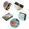 Leather Zipper Card Bag 4.7x3.1x0.8Inch Women's Card Bag Coin Purse ...