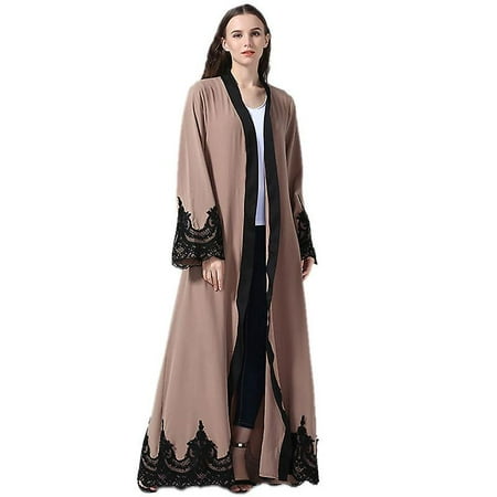HUSERYT Muslim Islamic Women Lace Long Robe Loose Cardigan Open Maxi Dress Dubai Abaya | Walmart ...