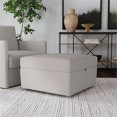 Bowery Hill Beige Square Upholstered Storage Ottoman with Performance ...