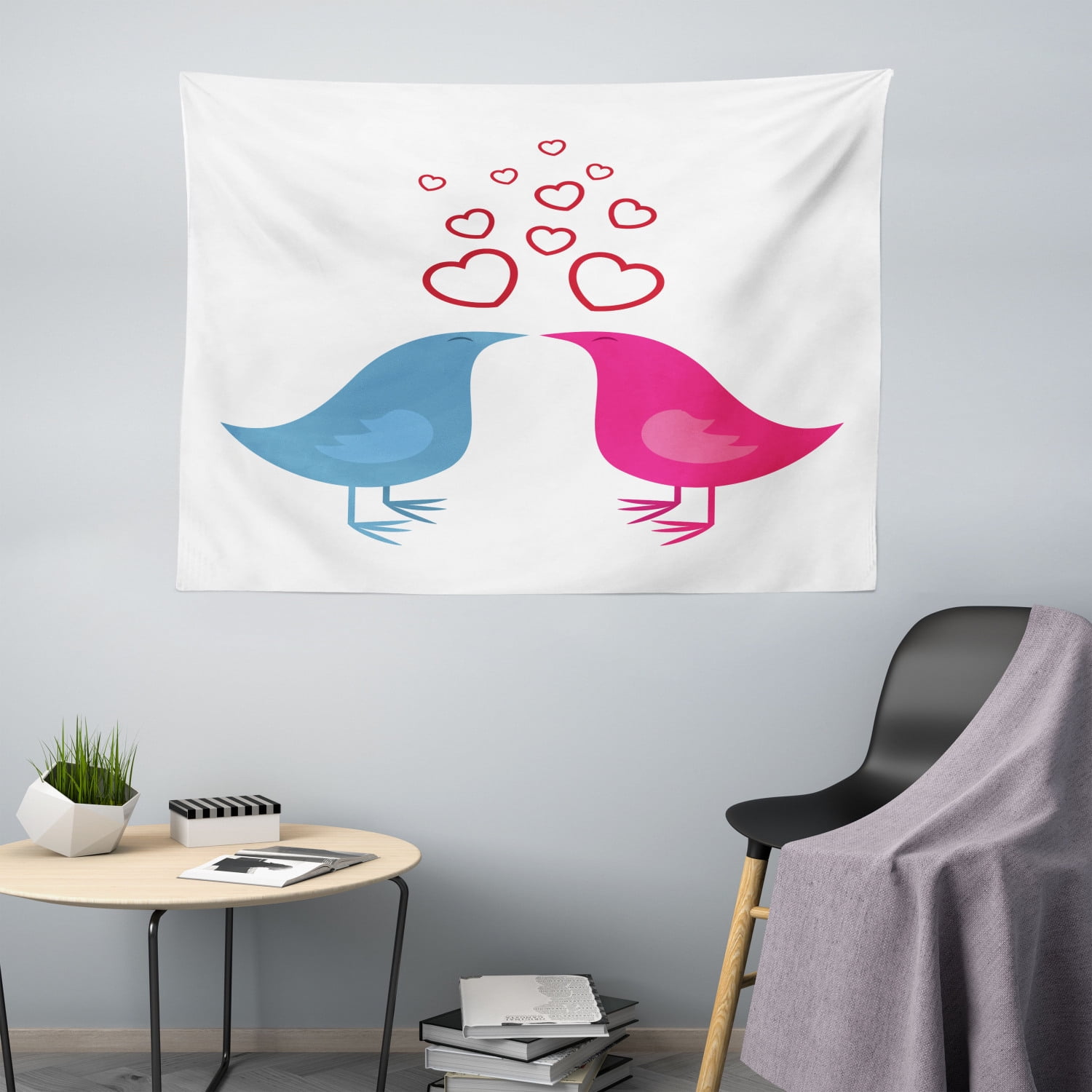 Love Tapestry, Beak Birds Heart Symbols Romance Loving Affection ...