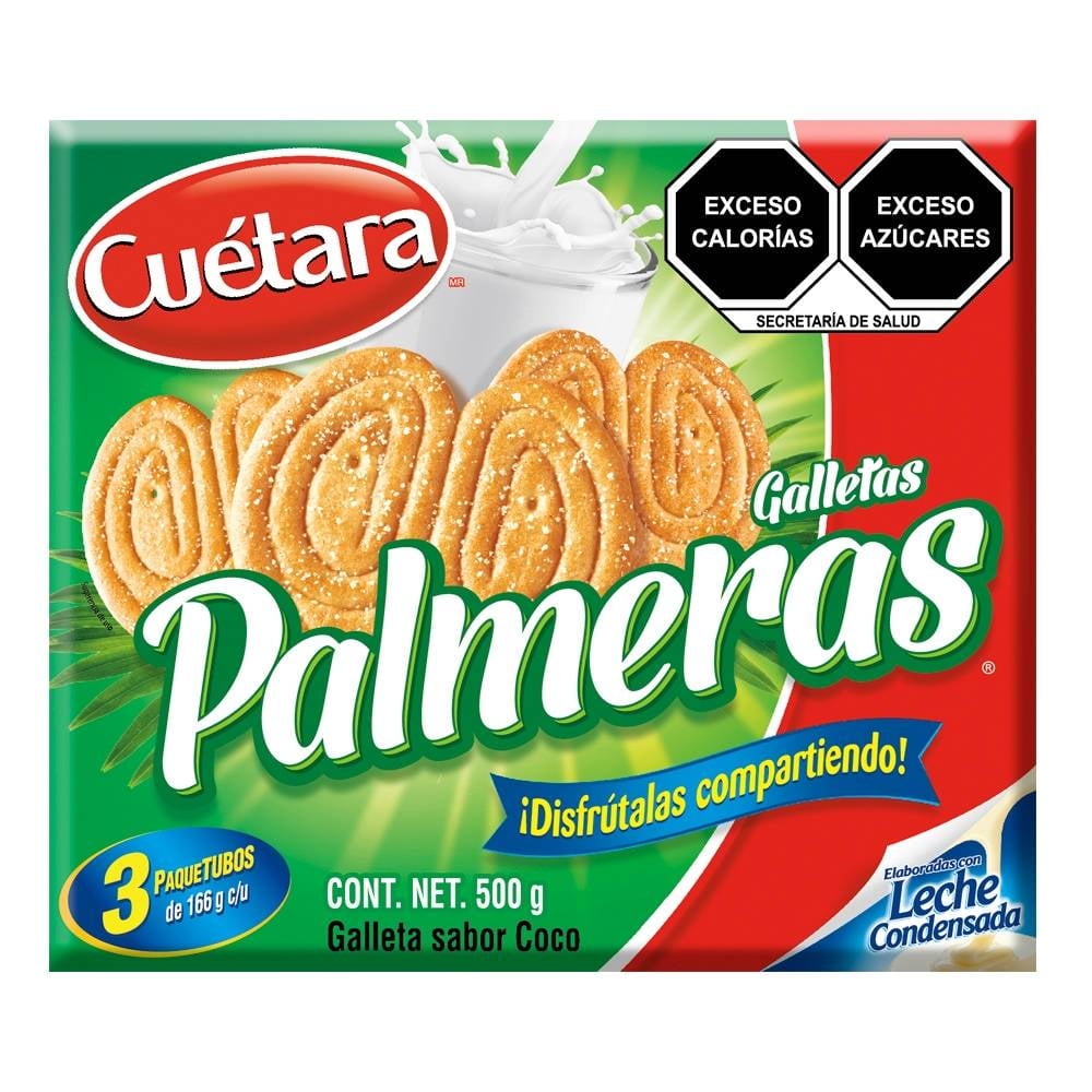 Galletas Cuétara Palmeras sabor coco 3 paquetubos de 166 g c/u ...