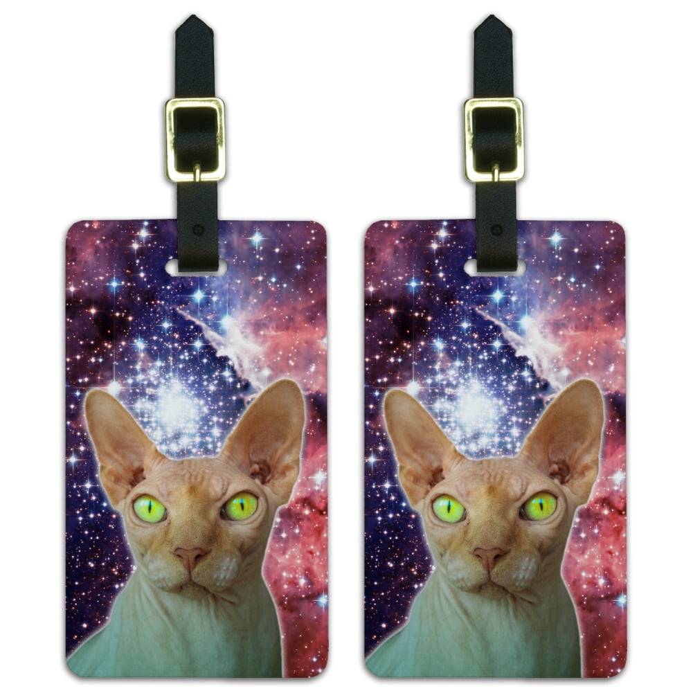 Sphynx Space Cat Luggage ID Tags Suitcase Carry-On Cards - Set of 2 ...