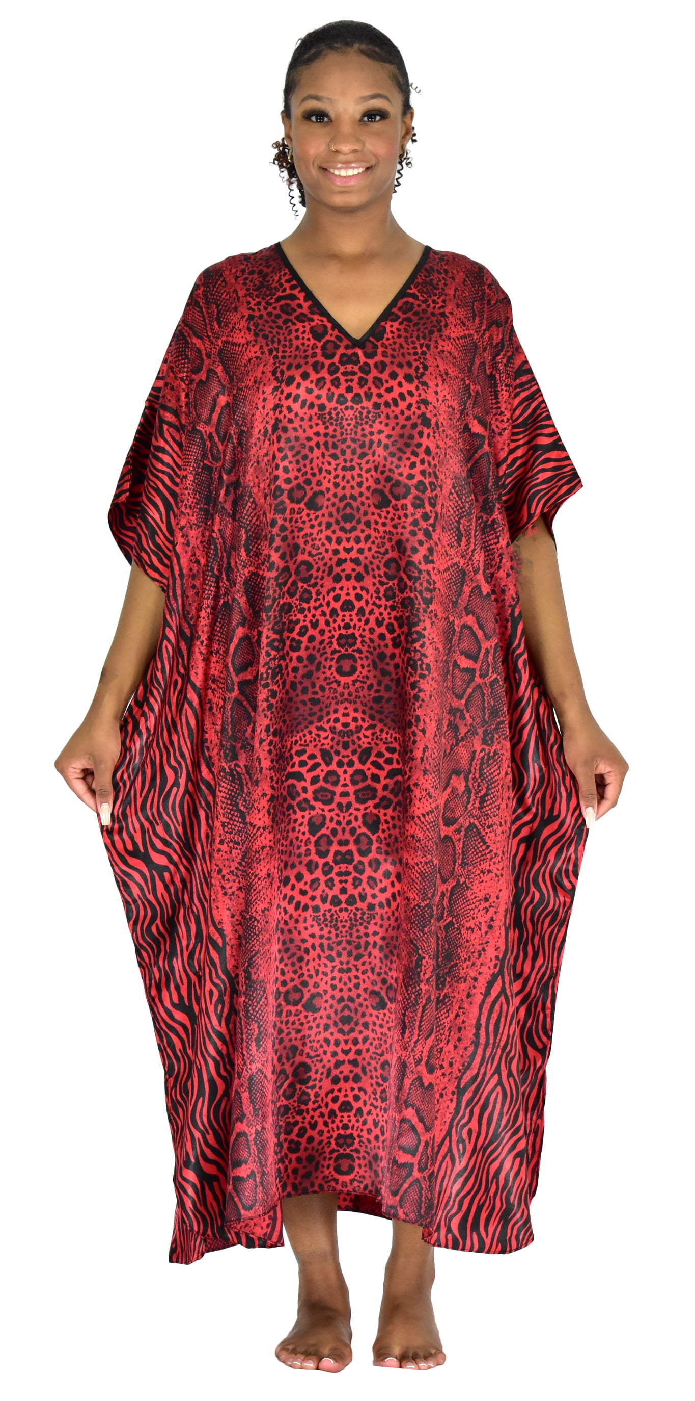 Up2date Fashion's Women's Caftan / Kaftan / Muumuu / Mumu, Red Animal ...