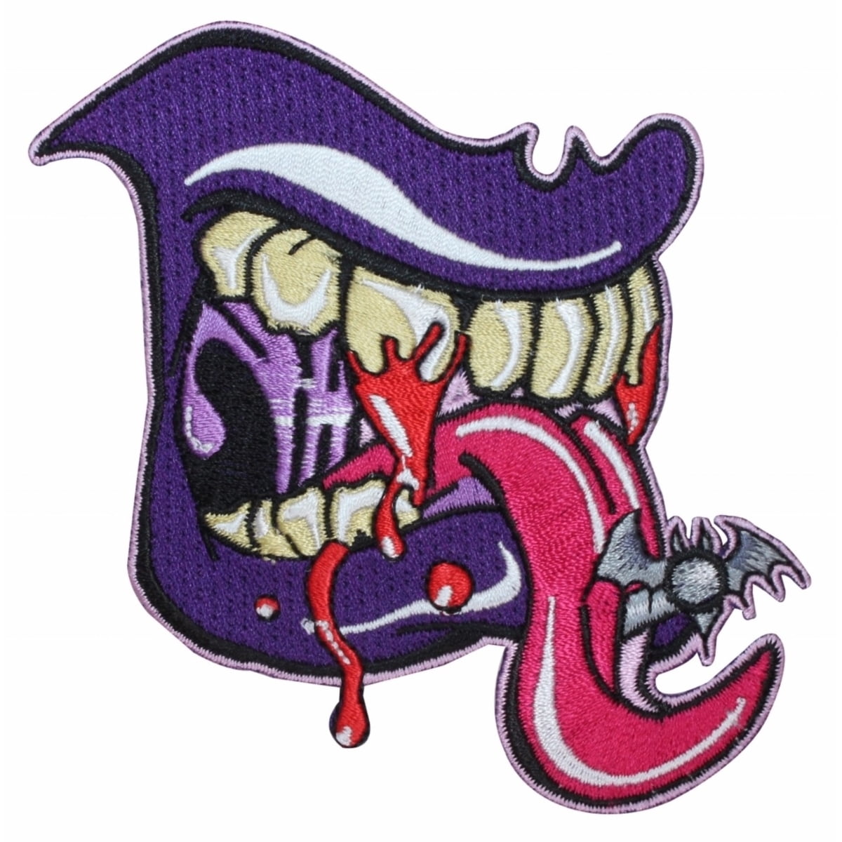 Purple Tongue Monster Teeth Fangs Kreepsville Embroidered Iron On ...