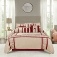 Marma 7 Piece King Size Comforter Set Ruffle And Patchwork Wrinkle