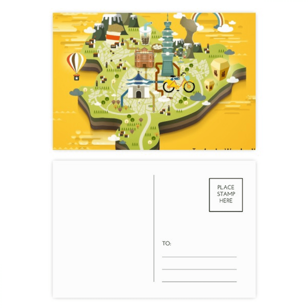 TaiPei Travel Map China Postcard Set Birthday Mailing Thanks Greeting ...