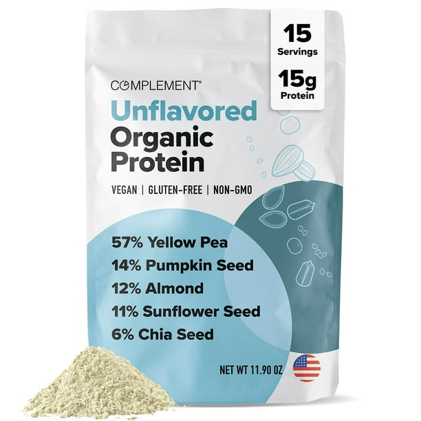 Complement Organic Unflavored Vegan Protein Powder (15 Servings) Low ...