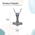 Thors Hammer Necklace Sterling Silver Celtic Knot Wolf Lion Raven ...