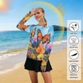 Colorful Flower Butterfly Women UPF 50+ UV Shirts Long Sleeve with ...