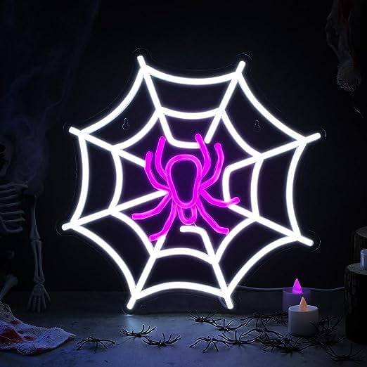 WX&YH Cobweb Spider Web LED Neon Light Signs USB Power for Halloween ...