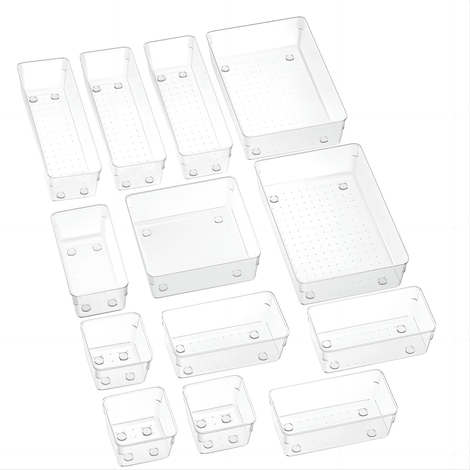Holocky 13 PCS Clear Plastic Drawer Organizer Set 4-Size Drawer ...