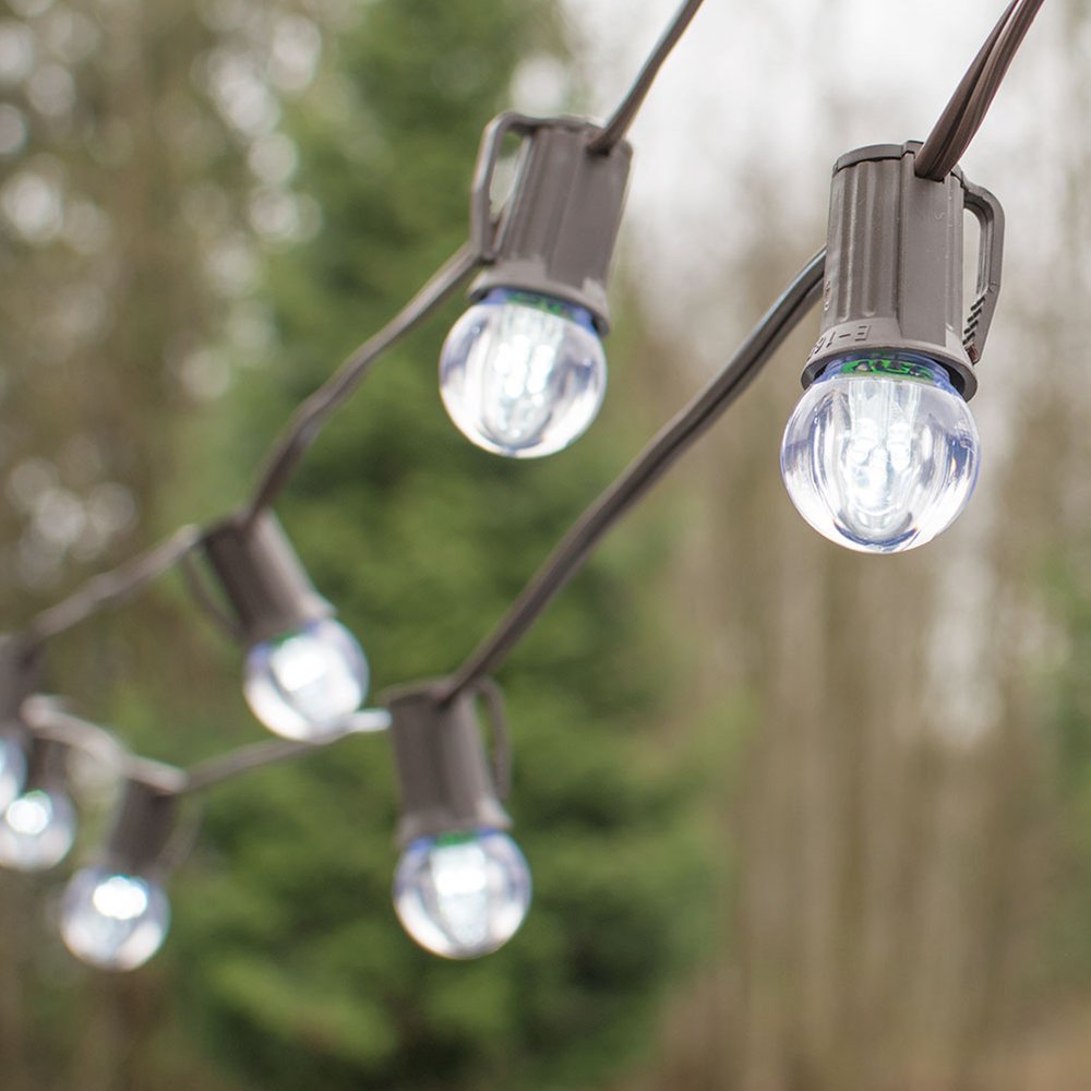 Outdoor String Lights LED Globe String Lights G30 Bulb 100 ft Brown C9 ...