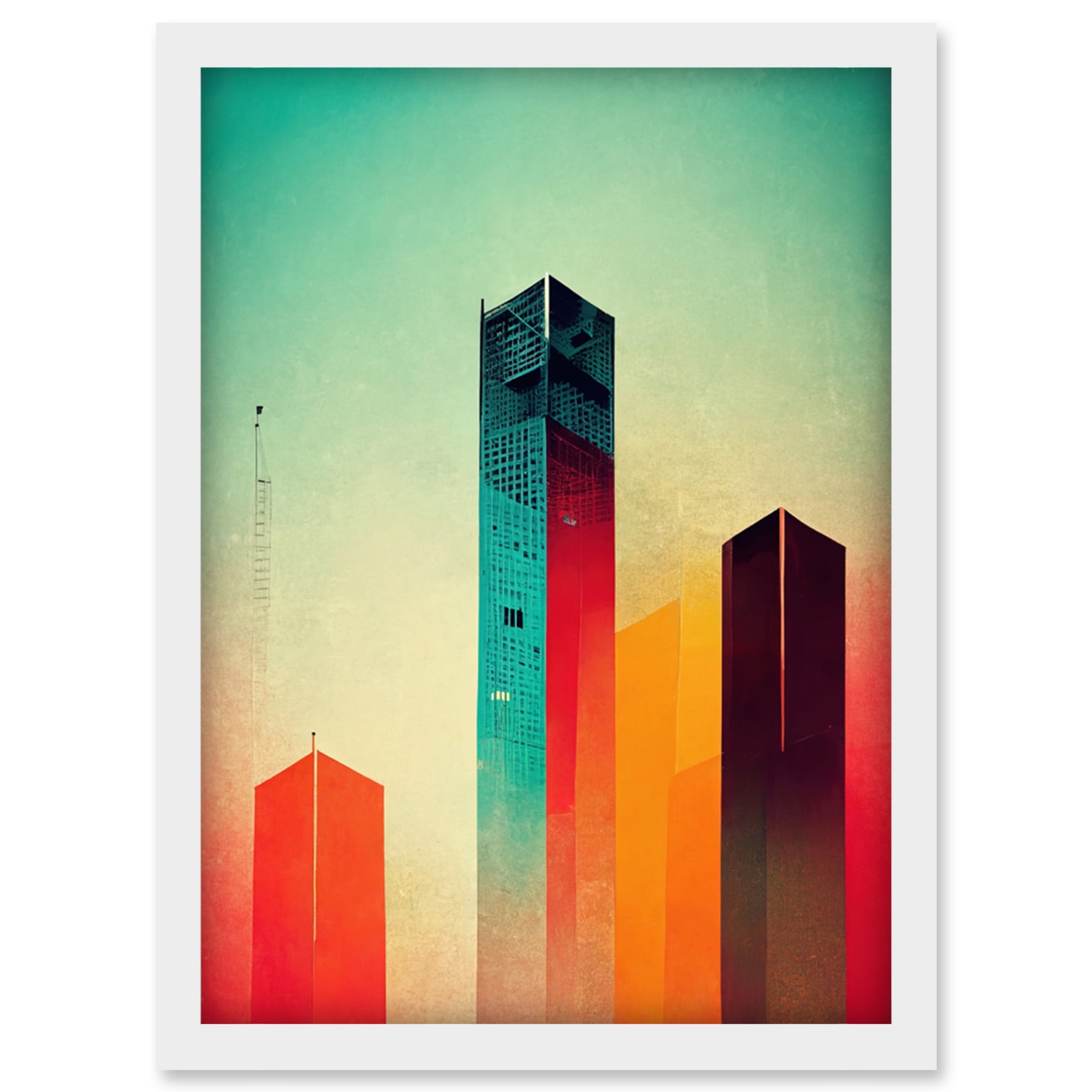 Tower Block Skyscrapers Minimalist Skyline Graphic Design Artwork ...