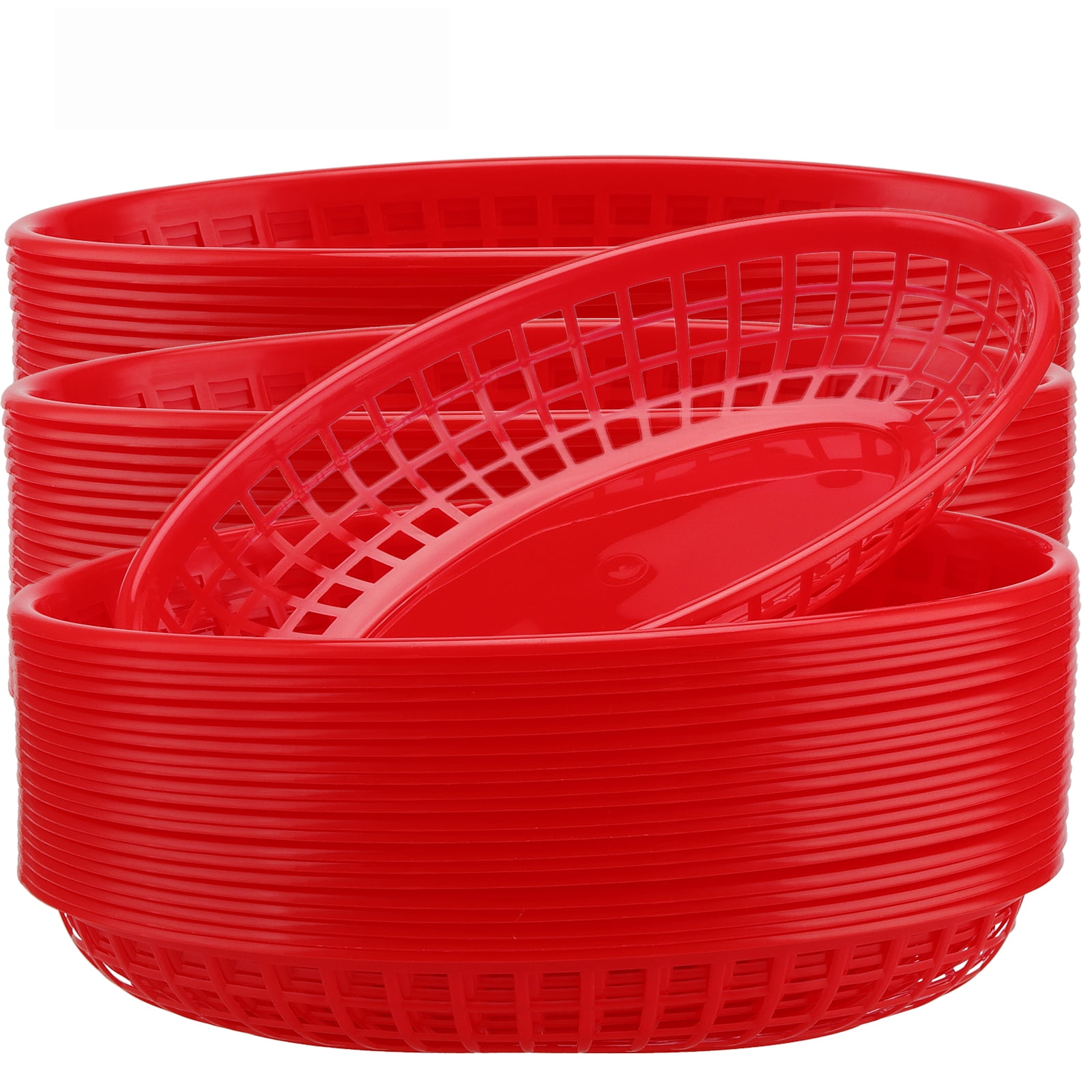 SEUNMUK 60 Pack 9 x 5.5 x 1.6 Inch Red Plastic Fast Food Serving ...