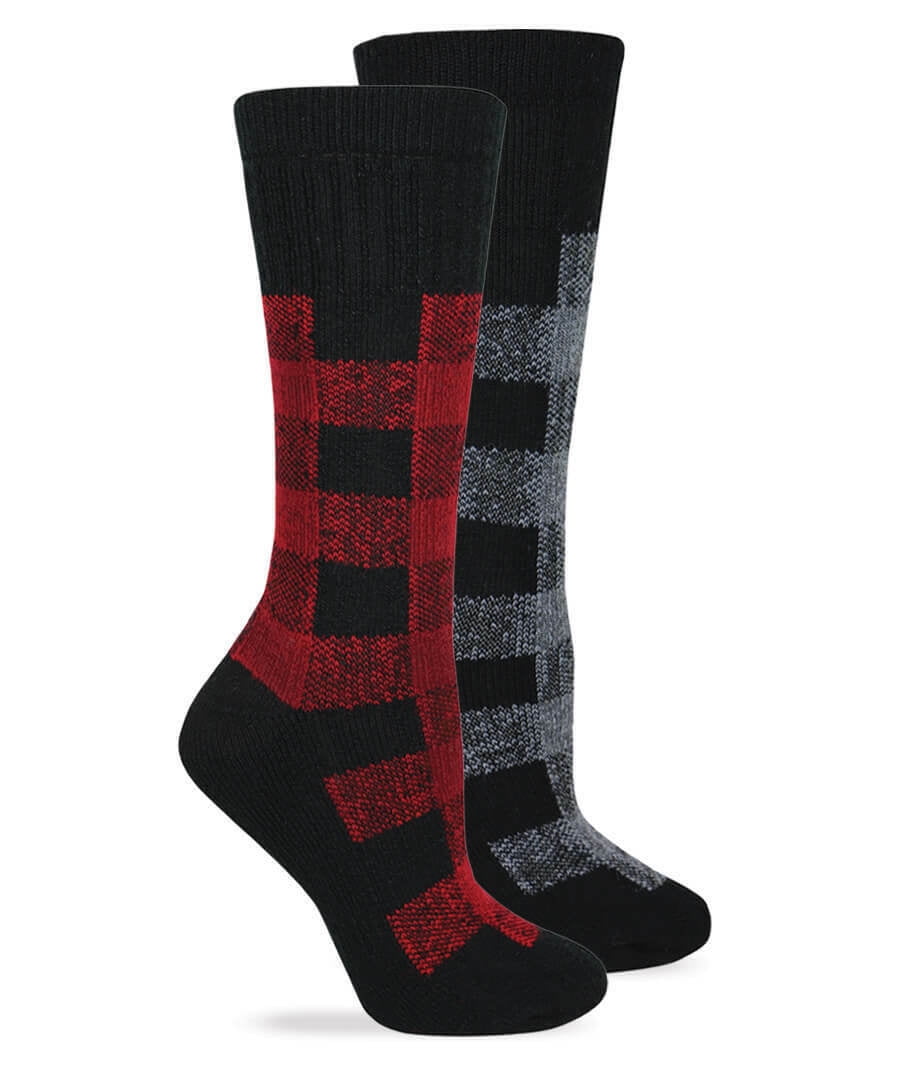 Wise Blend Womens Socks, Merino Wool Plaid Crew Boot Socks, 2 Pairs ...