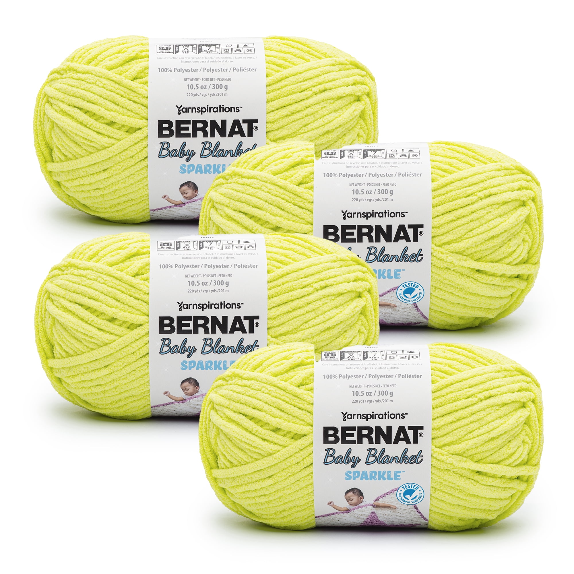 Bernat® Baby Blanket Sparkle™ #6 Super Bulky Polyester Yarn, Limeade 10 ...